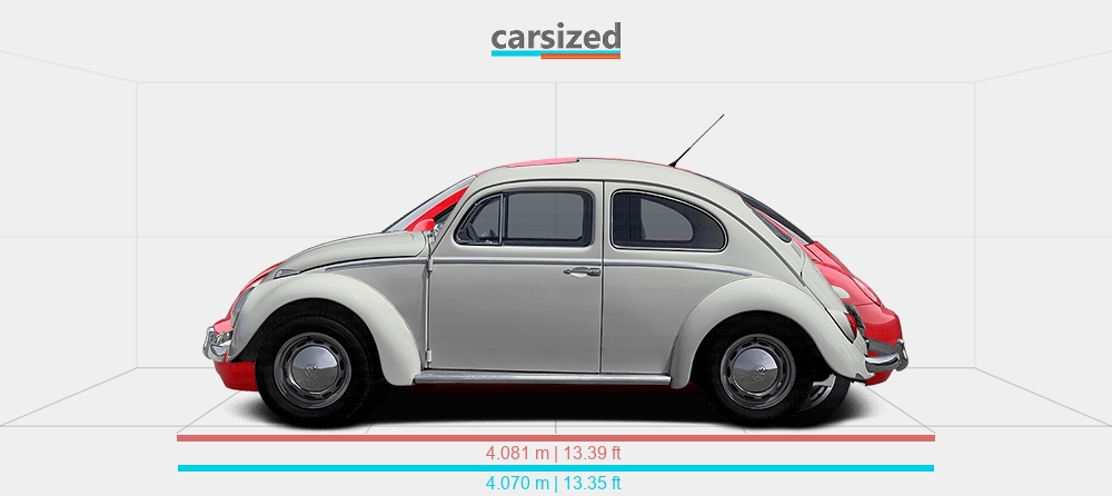 Dimensions: Volkswagen Beetle 1960-1963 vs. Volkswagen Beetle 1997-2005