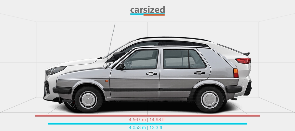 Dimensions: Volkswagen Golf 1983-1992 vs. BMW X2 2024-present