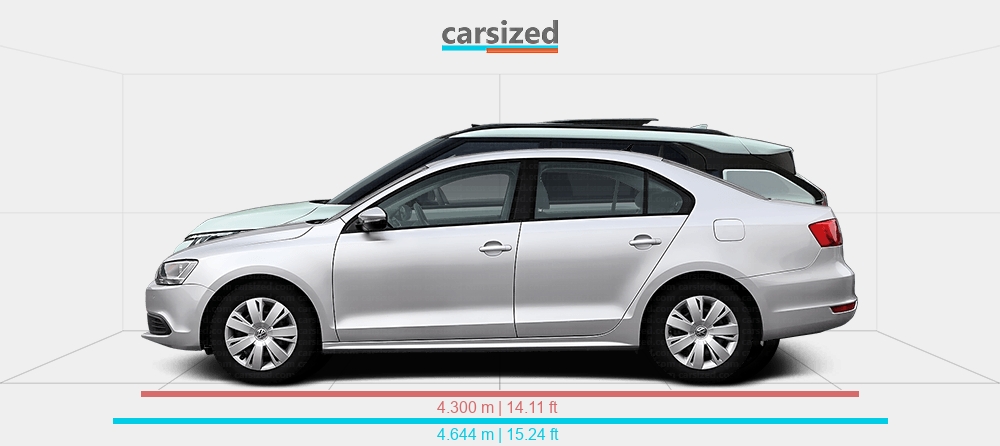 Dimensions: Volkswagen Jetta 2010-2018 vs. Kia EV3 2024-present