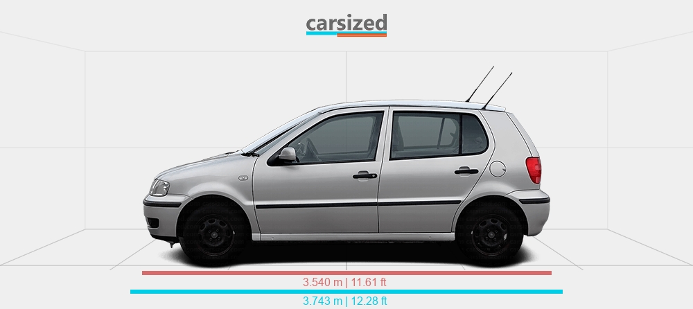 Dimensions: Volkswagen Polo 1999-2001 vs. Volkswagen Up! 2011-2016