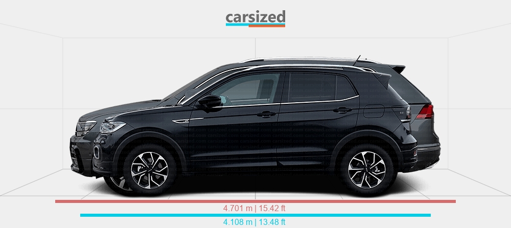 Dimensions: Volkswagen T-Cross 2019-2023 vs. Volkswagen Tiguan 2016-2020