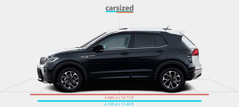 Dimensions: Volkswagen T-Cross 2019-2023 vs. Volkswagen Tiguan 2016-2020