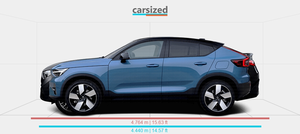Dimensions: Volvo C40 2021-present vs. Mercedes-Benz GLC 2022-present