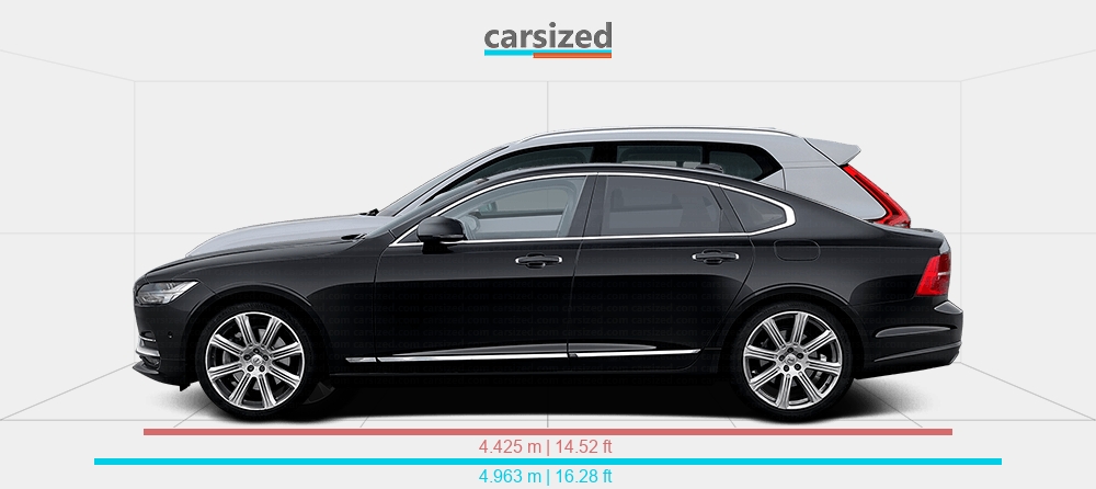 Dimensions: Volvo S90 2016-2020 vs. Volvo XC40 2017-2022