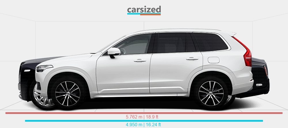 Dimensions: Volvo XC90 2014-2019 vs. Rolls-Royce Phantom 2017-2022