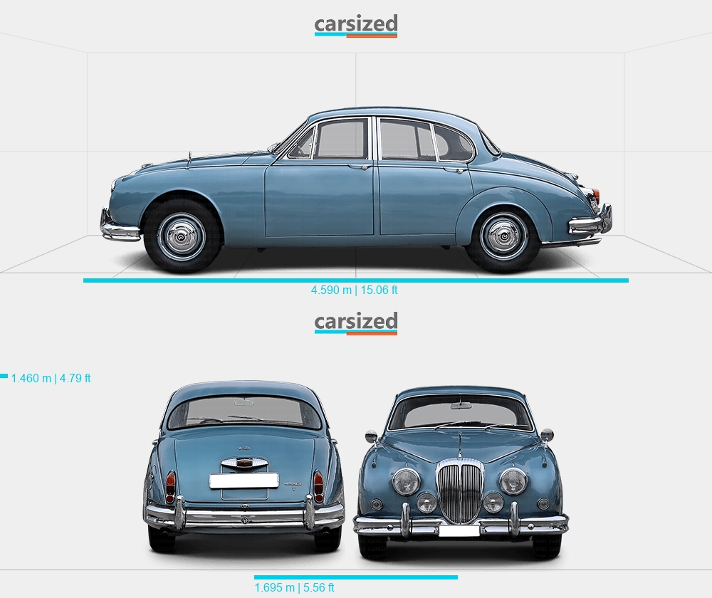 Daimler 250 V8 1962-1969 Dimensions Side View