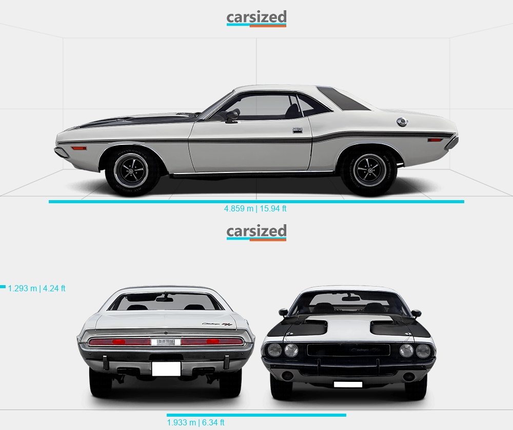 Dodge Challenger 1969-1974 Dimensions Side View
