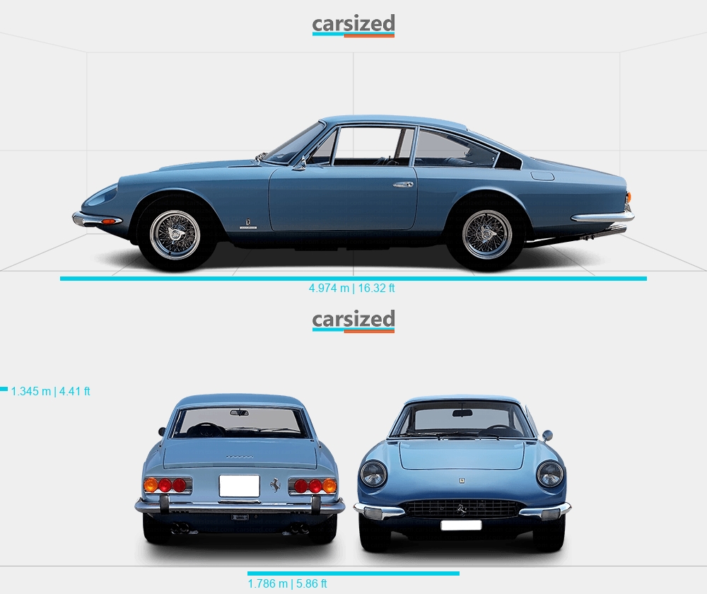 Ferrari 365 1967-1971 Dimensions Front View