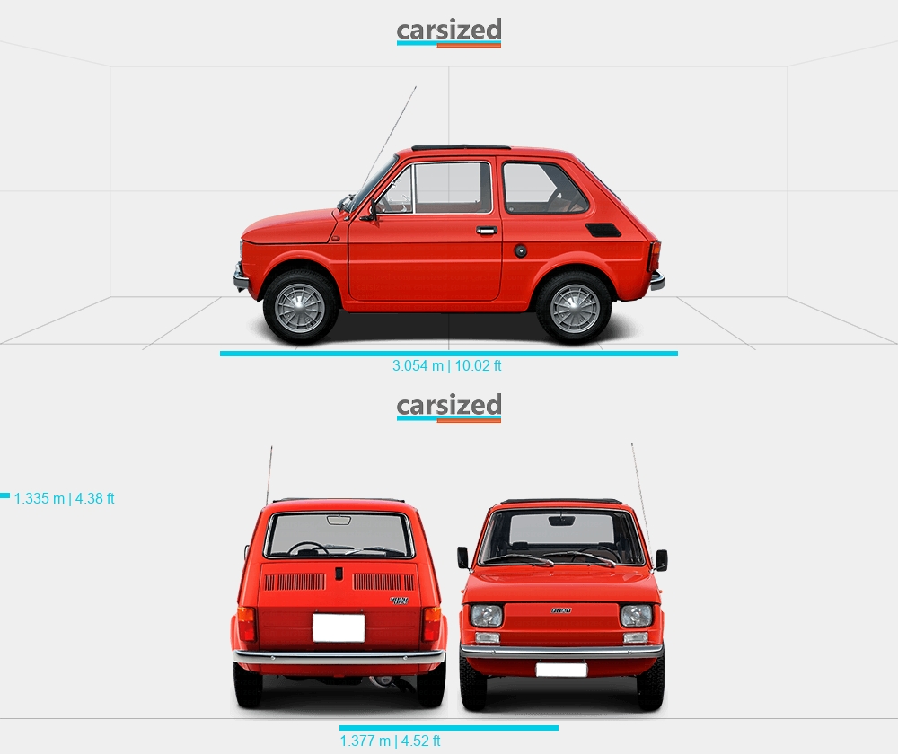 FIAT 126 1972-1976 Dimensions Side View