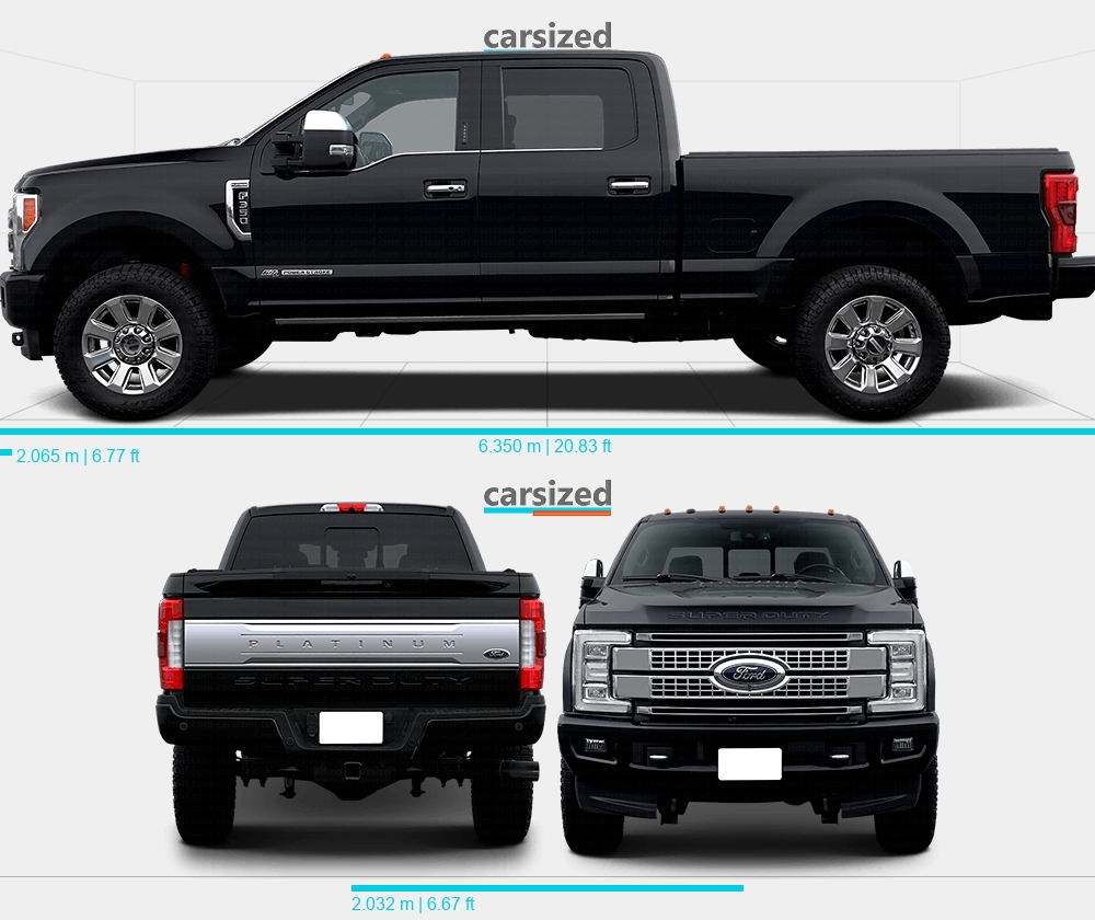 Ford F-350 2016-2019 Dimensions Side View