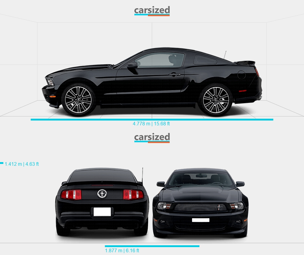 Ford Mustang 2009-2014 Dimensions Side View