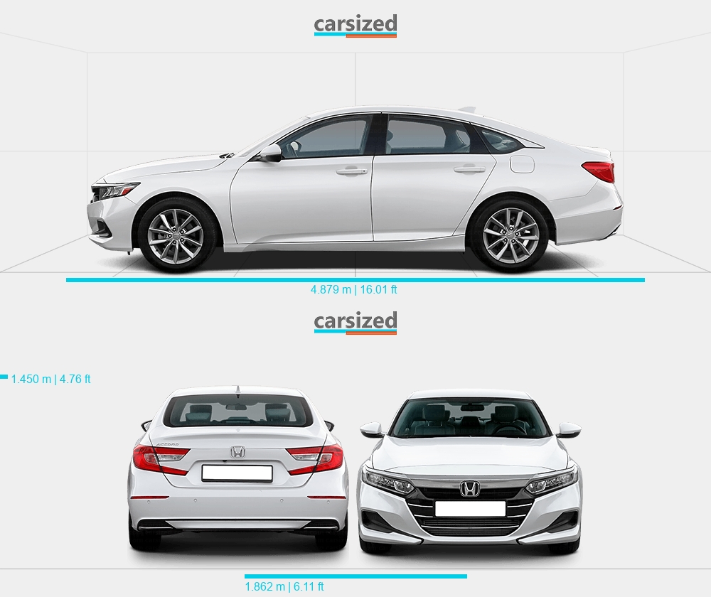 Honda Accord 2017-2022 Dimensions Side View