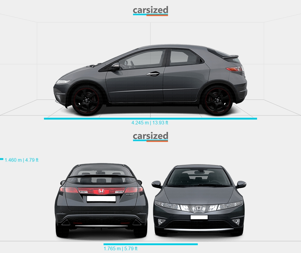 Honda Civic 2005-2008 Dimensions Side View