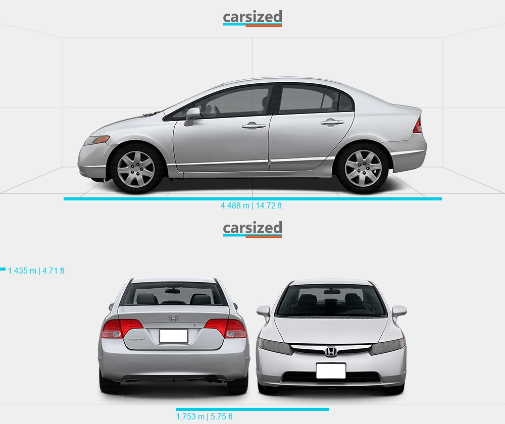 Honda Civic 2005-2010 Dimensions Side View