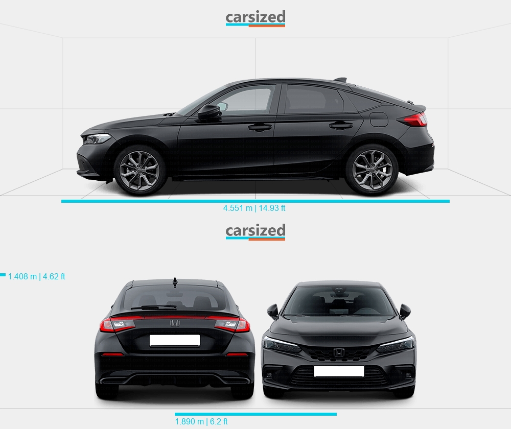 Honda Civic 2021-present Dimensions Side View