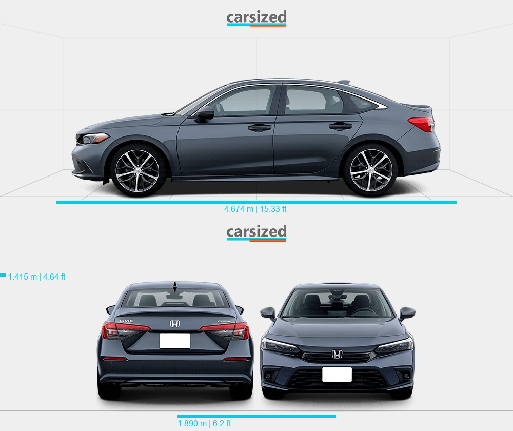 Honda Civic 2021-present Dimensions Side View