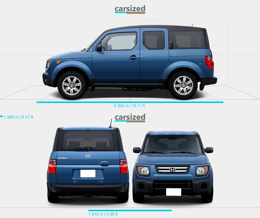 Honda Element 2002-2006 Dimensions Rear View