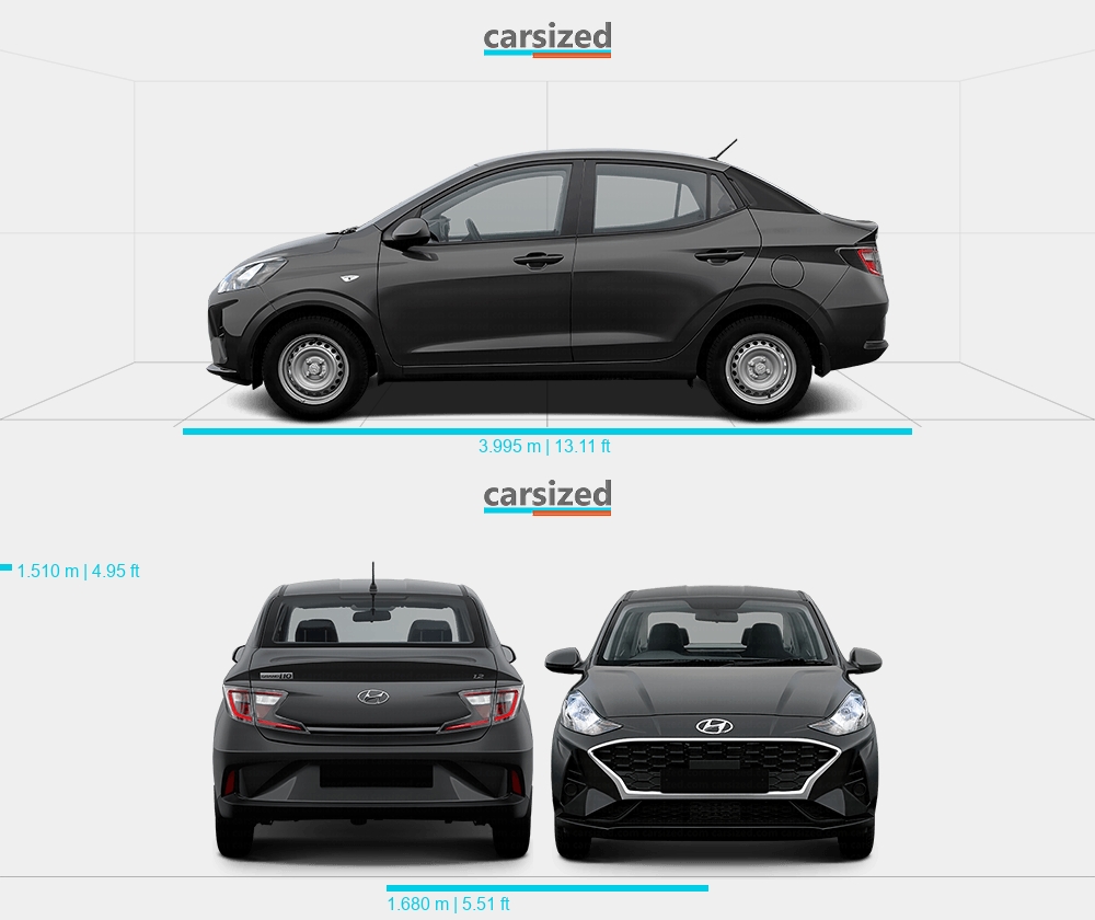 Hyundai i10 2020-present Dimensions Side View