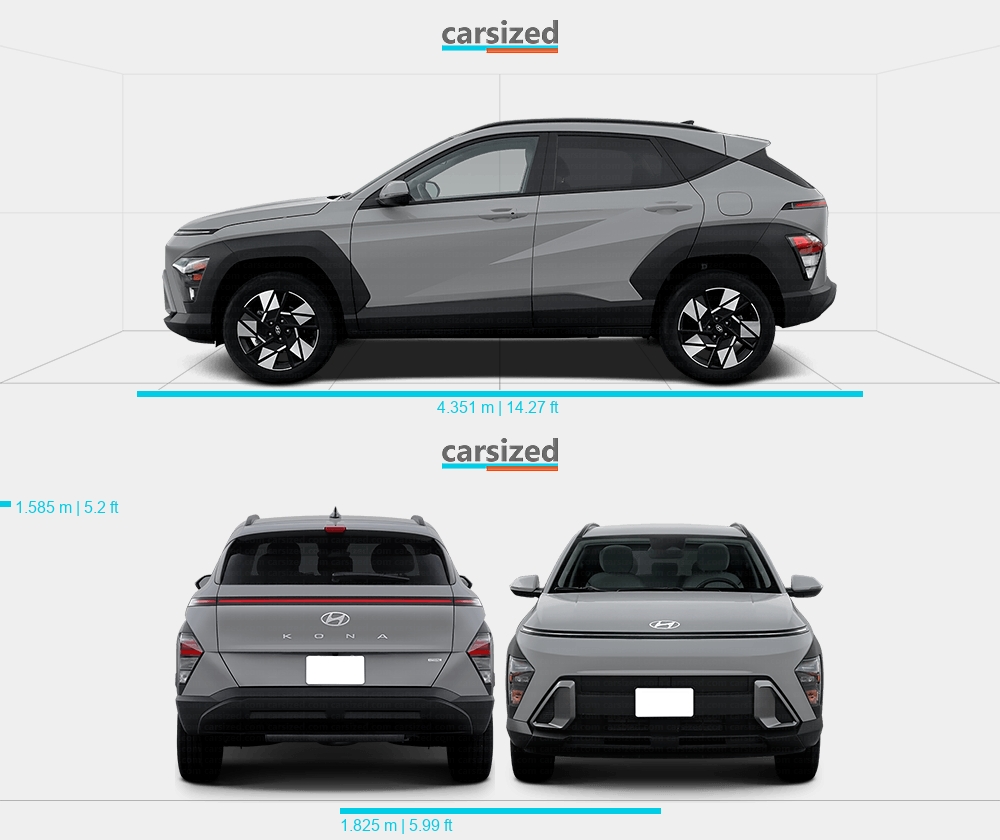 Hyundai Kona 2023-present Dimensions Side View