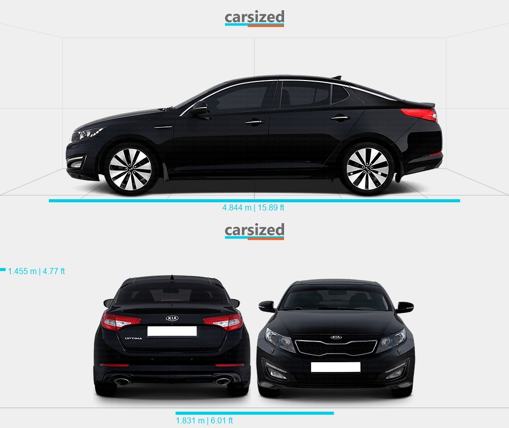 Kia Optima 2010-2015 Dimensions Side View