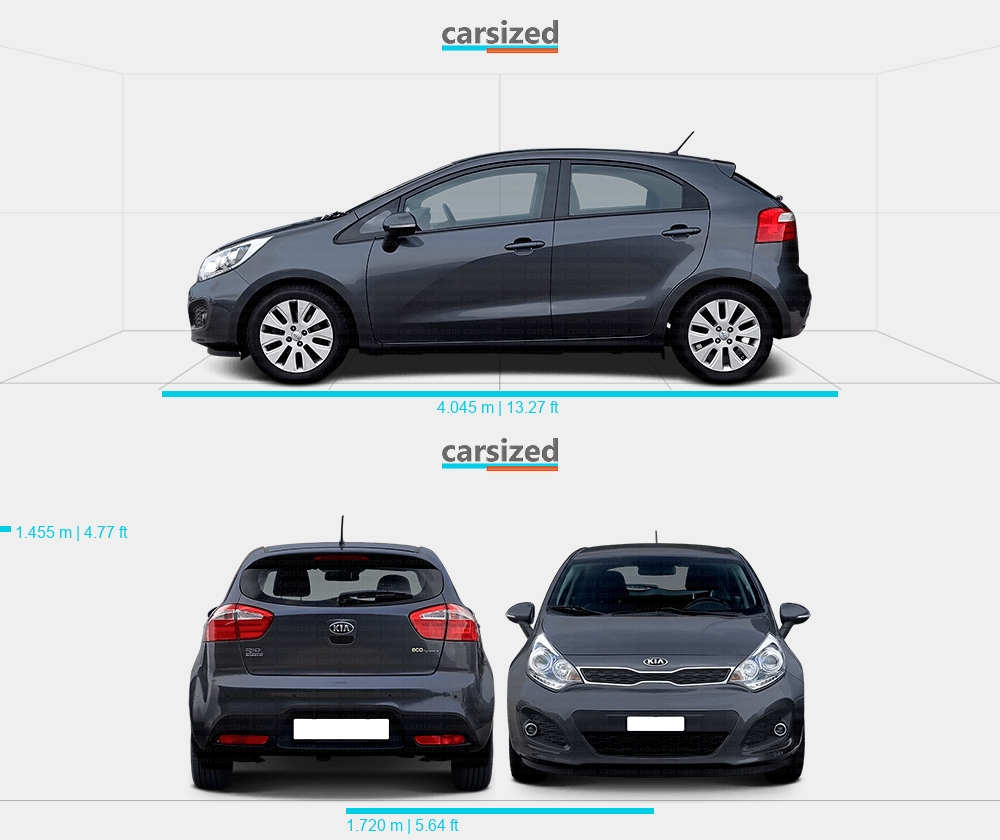 Kia Rio 2011-2015 Dimensions Side View