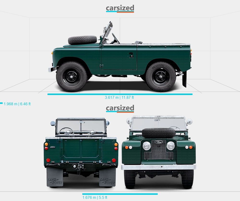Land Rover Series 1958-1961 Dimensions Side View