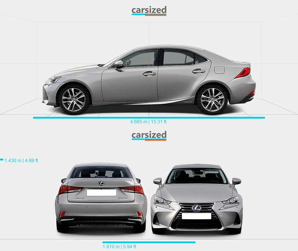 Lexus IS 2013-2020 Dimensions Side View