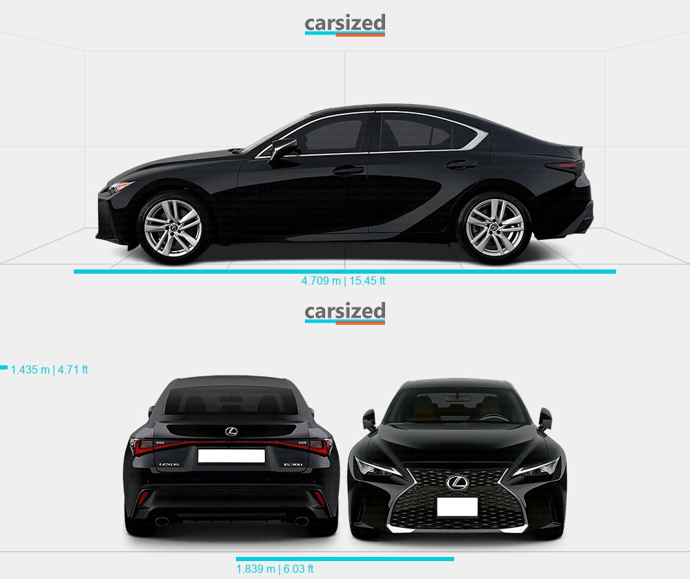 Lexus IS 2020-present Dimensions Side View