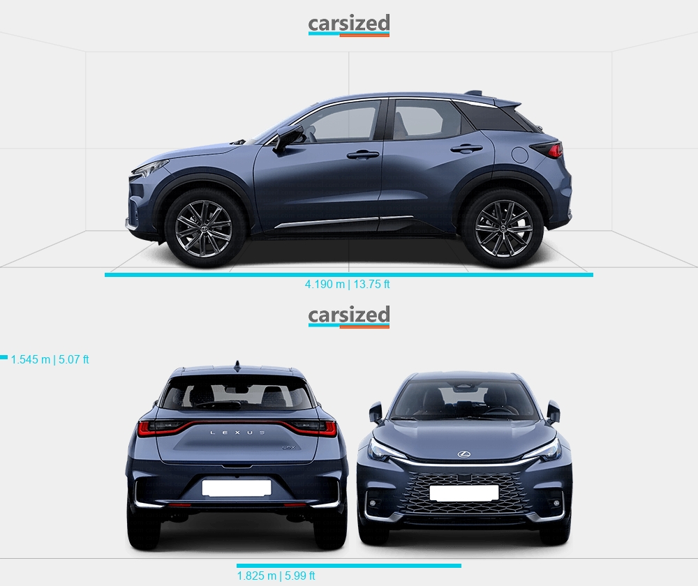 Lexus LBX 2023-present Dimensions Side View