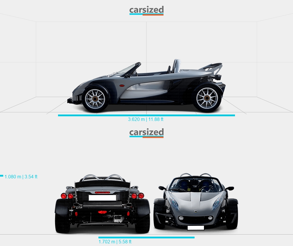 Lotus 340R 2000-2000 Dimensions Side View