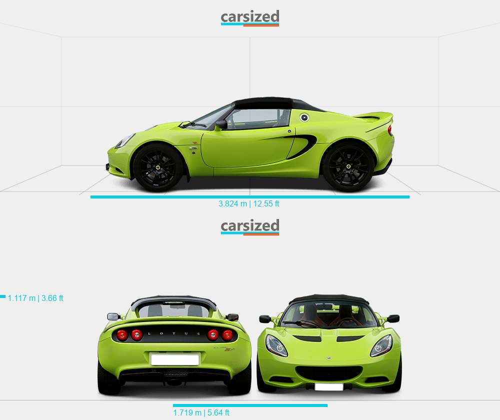 Lotus Elise 2011-2021 Dimensions Side View