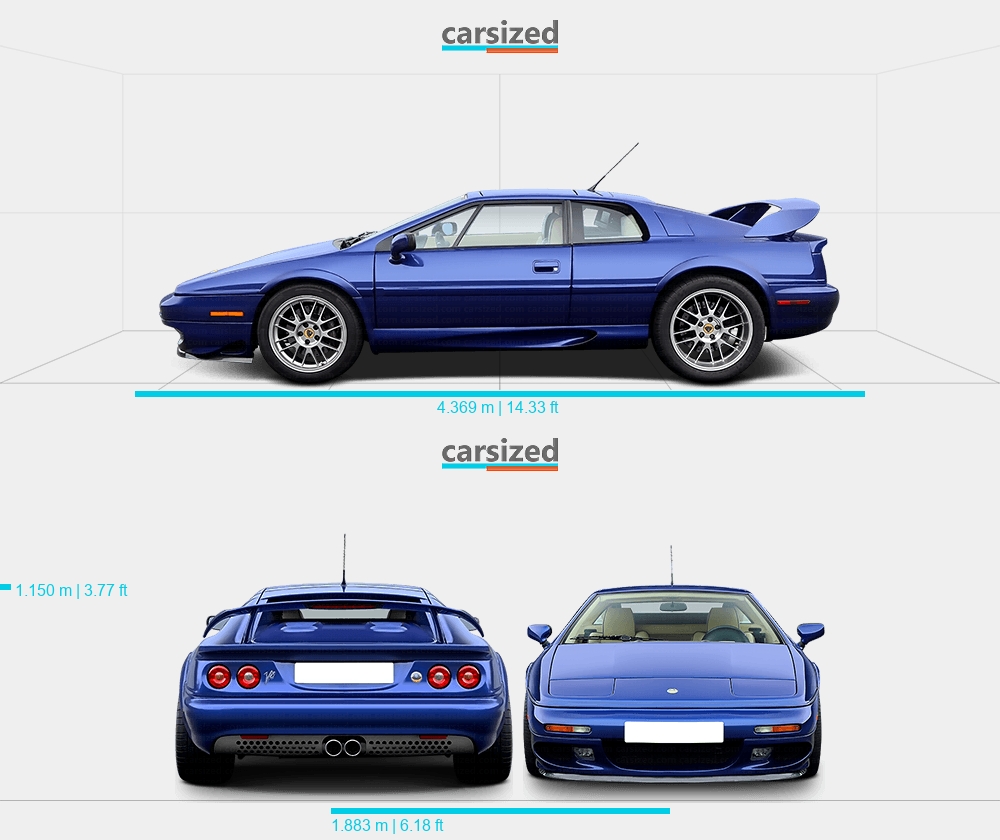 Lotus Esprit 2002-2004 Dimensions Side View