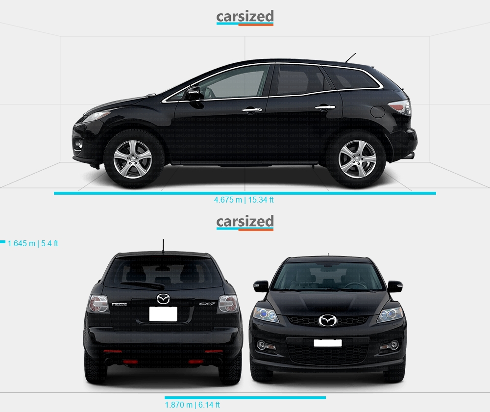 Mazda CX-7 2006-2009 Dimensions Rear View
