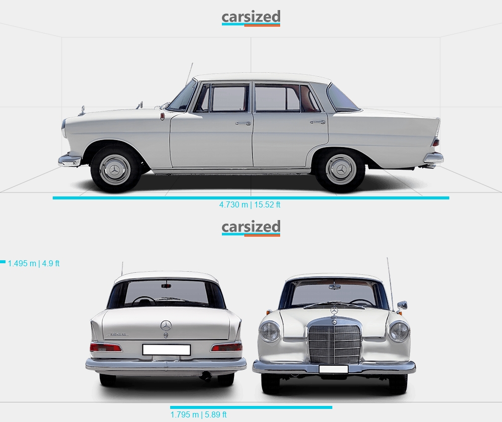 Mercedes-Benz 110 1961-1965 Dimensions Side View