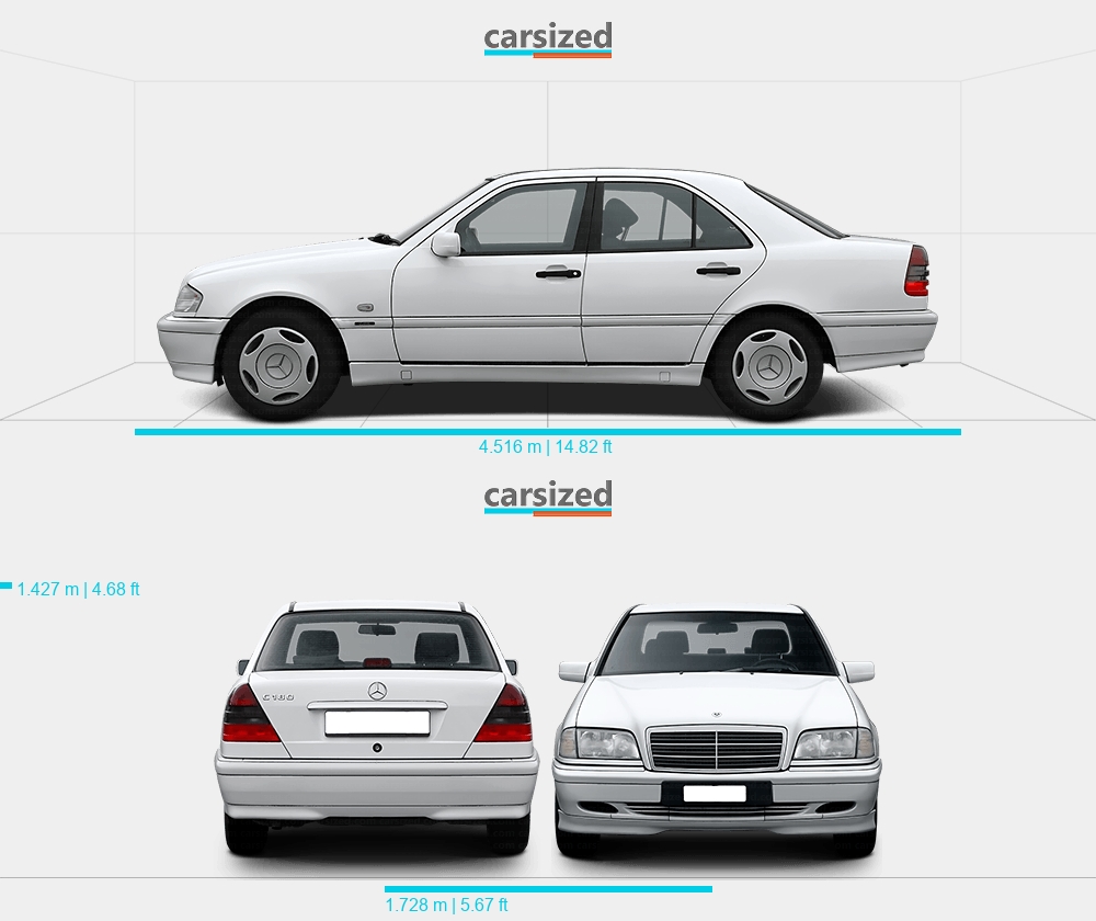 Mercedes-Benz C-Class 1997-2000 Dimensions Side View