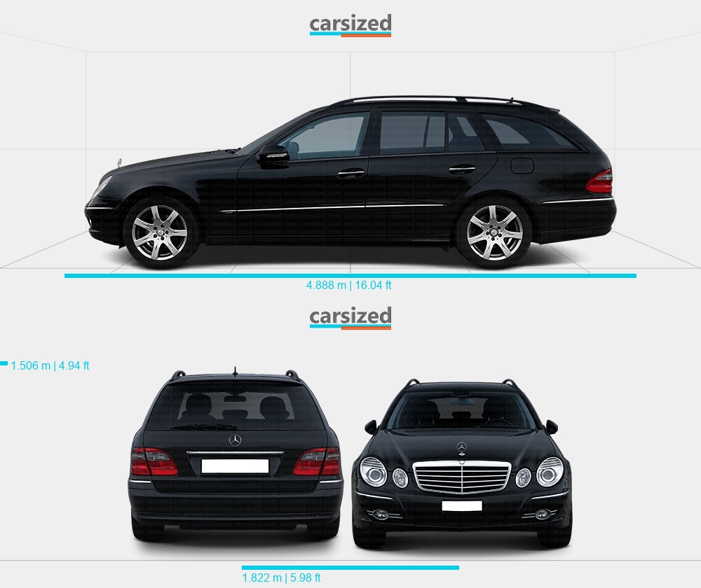 Mercedes-Benz E-Class 2006-2009 Dimensions Side View