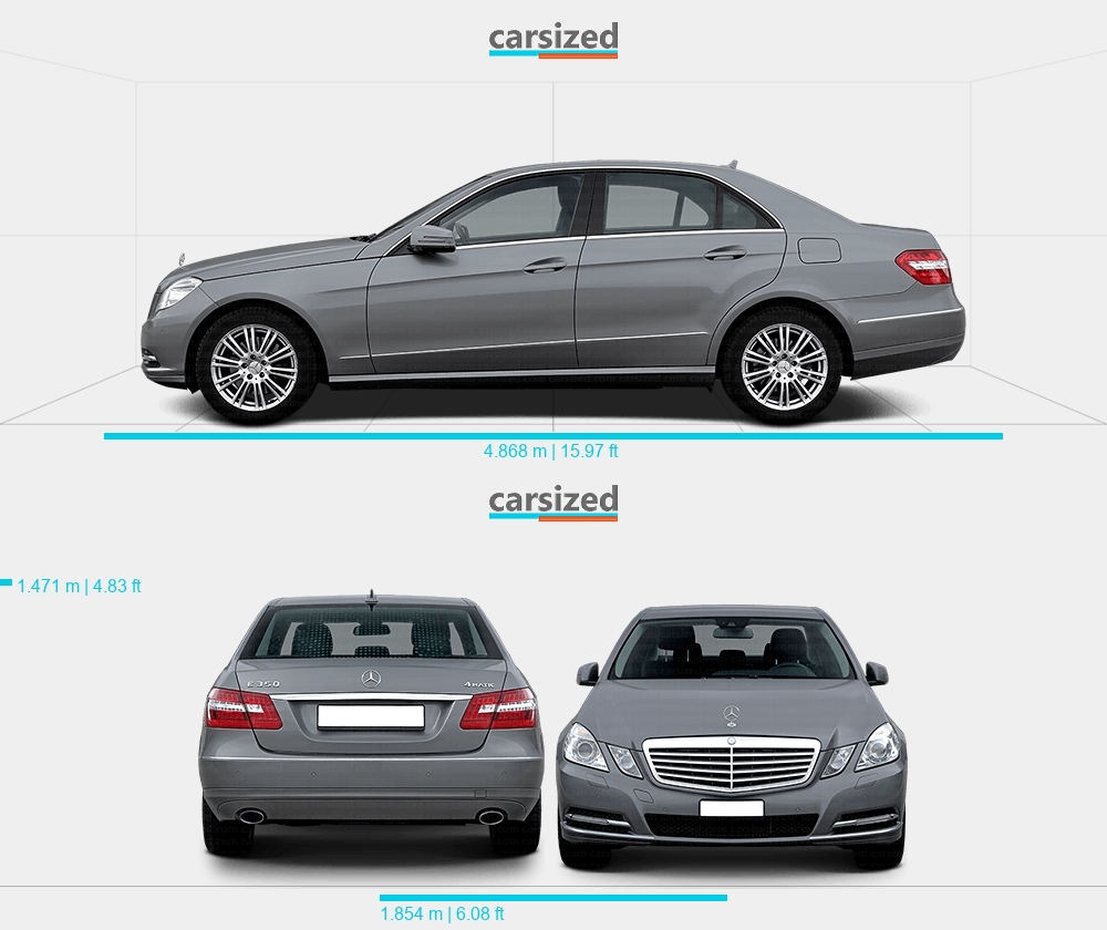 Mercedes-Benz E-Class 2009-2013 Dimensions Side View
