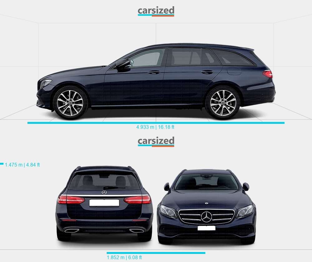 Mercedes-Benz E-Class 2017-2020 Dimensions Side View