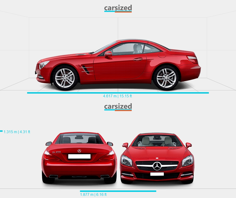 Mercedes-Benz SL 2011-2016 Dimensions Side View