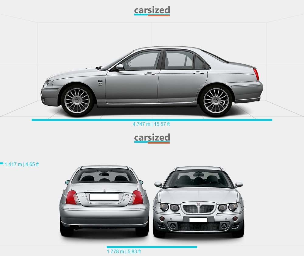 MG ZT 2001-2004 Dimensions Side View
