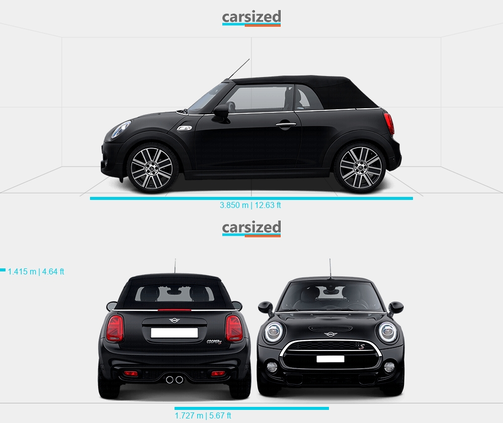 MINI Cooper 2018-2021 Dimensions Side View