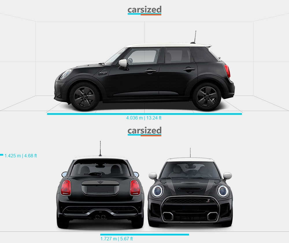 MINI Cooper 2021-present Dimensions Side View