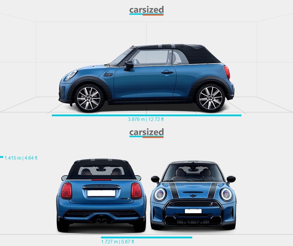 MINI Cooper 2021-present Dimensions Side View