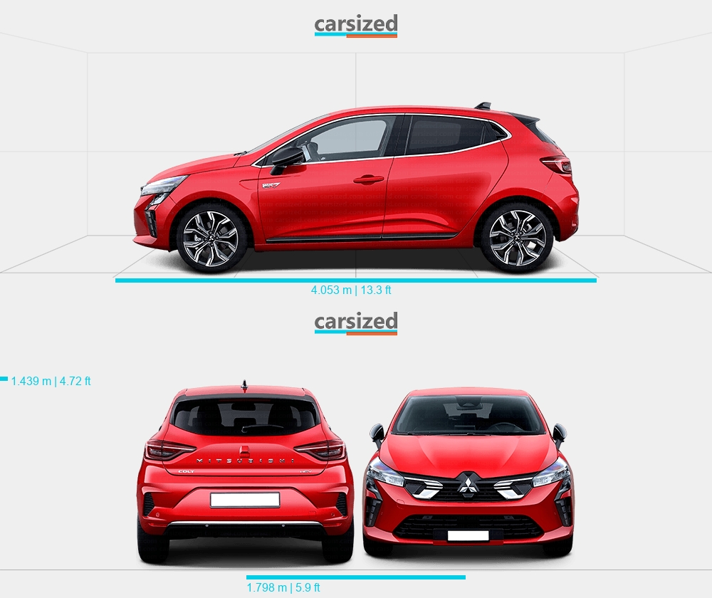 Mitsubishi Colt 2023-present Dimensions Side View