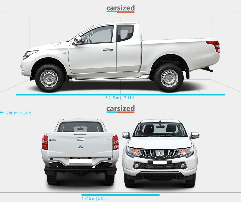 Mitsubishi L200 2015-present Dimensions Side View
