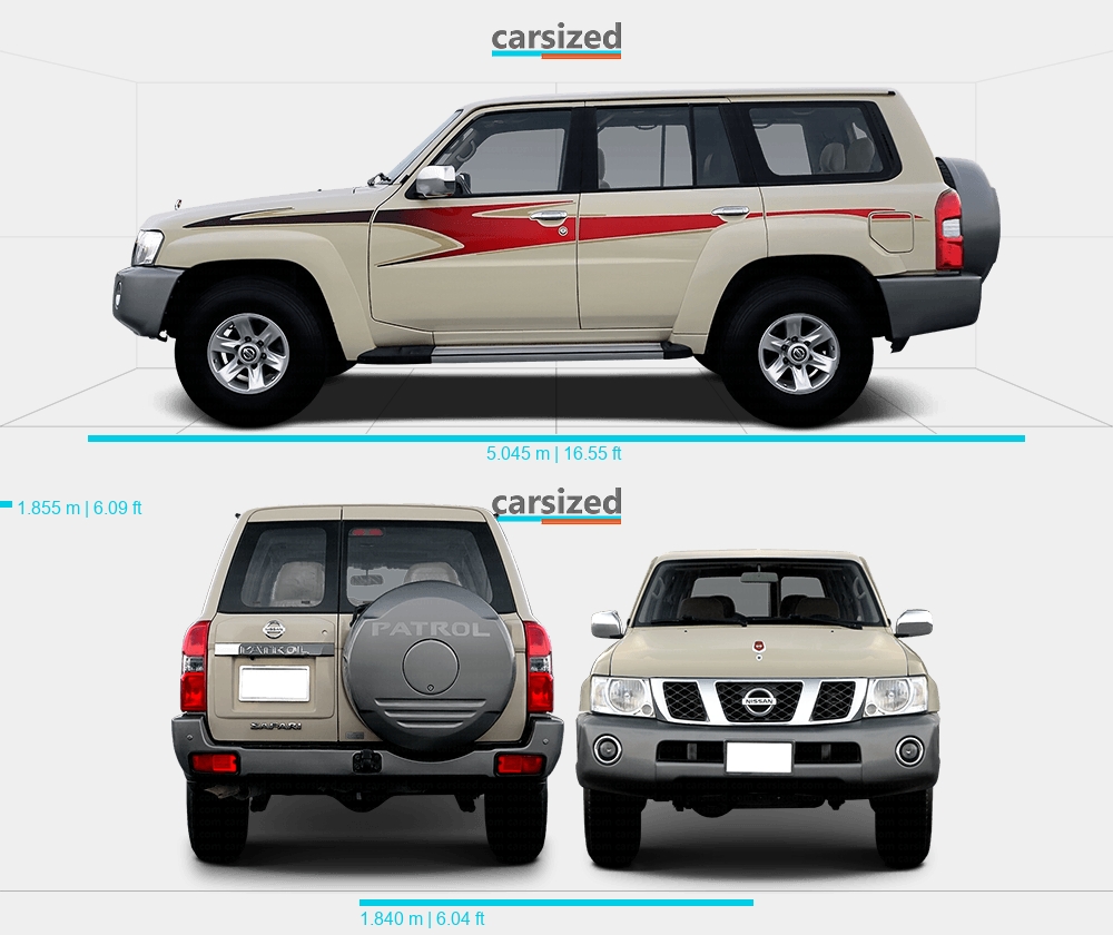 Nissan Patrol 2004-2010 Dimensions Side View