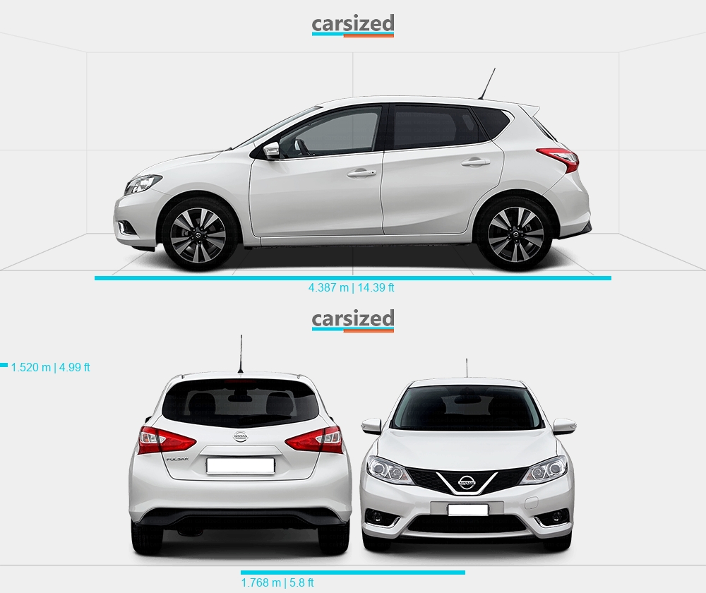Nissan Pulsar 2014-2018 Dimensions Side View