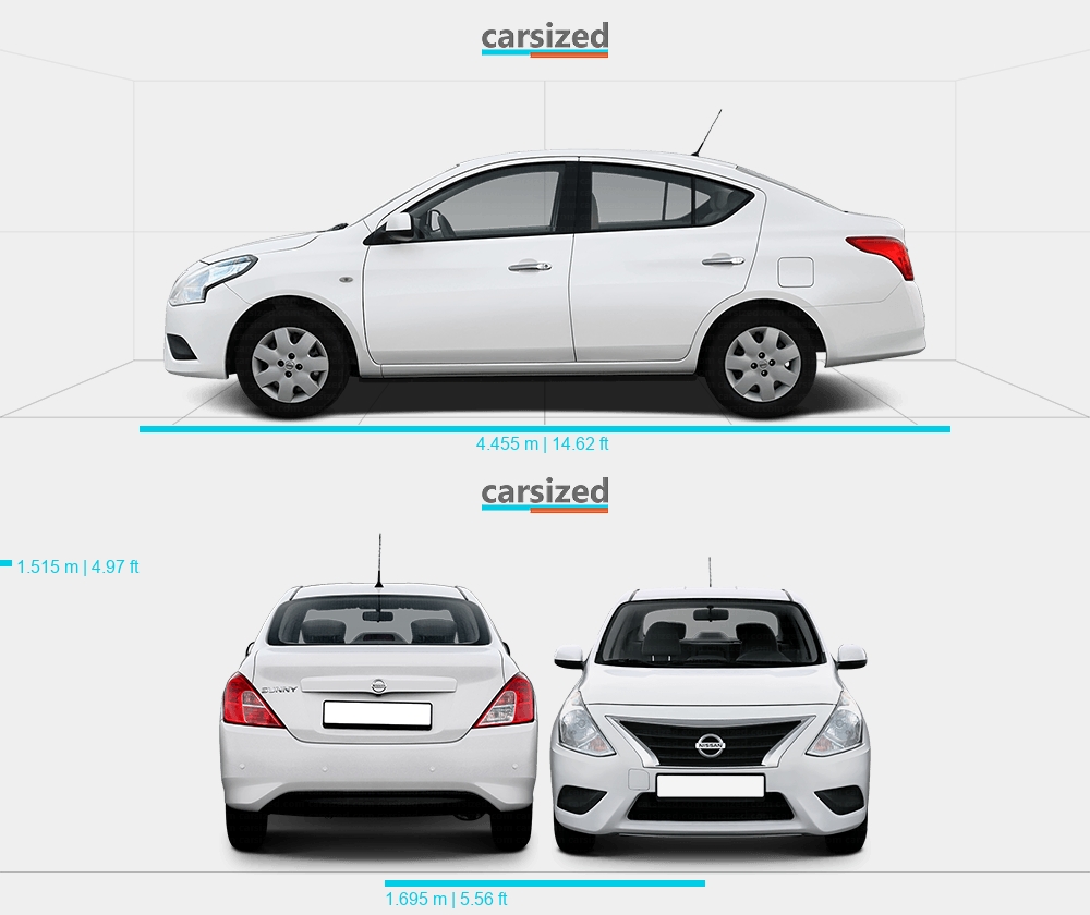 Nissan Sunny 2015-2019 Dimensions Side View