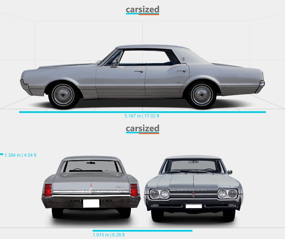 Oldsmobile Cutlass 1966-1966 Dimensions Side View