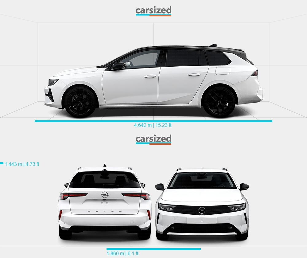 Opel Astra 2021-present Dimensions Side View